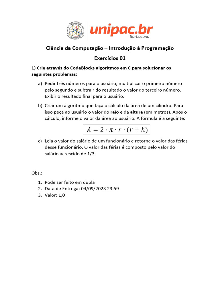 Exercício 01 | PDF