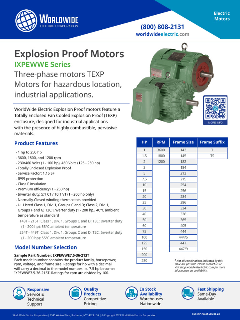 Explosion Proof Motor Brochure | PDF | Electric Motor | Power Inverter