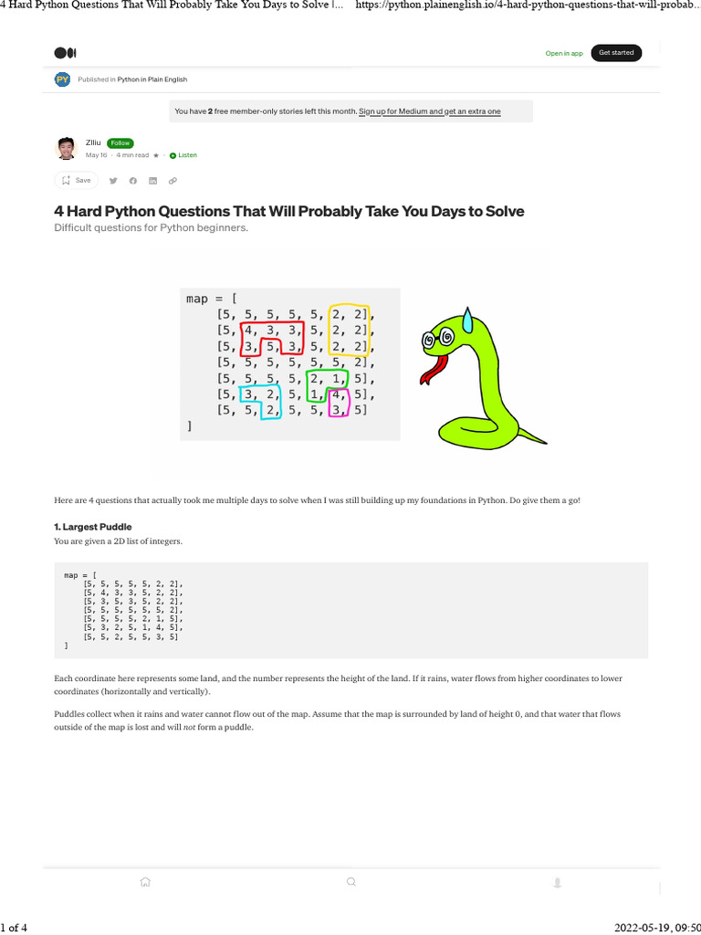 4 Hard Python Questions That Will Probably Take You Days To Solve ...