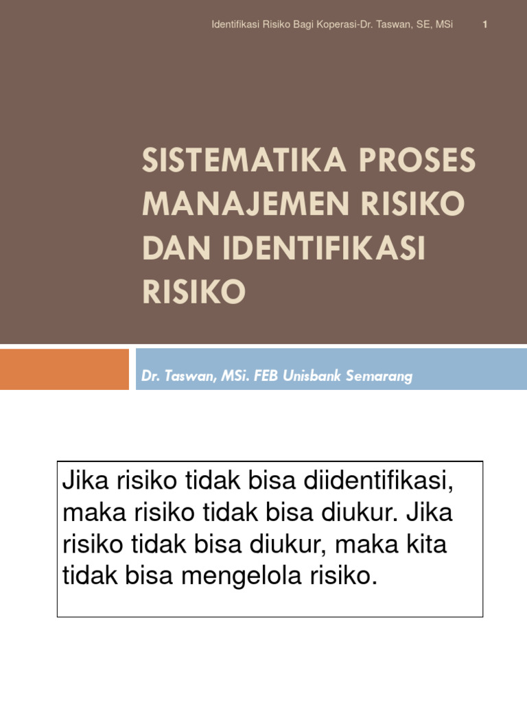 Materi 3. Proses Dan Identifikasi Risiko | PDF