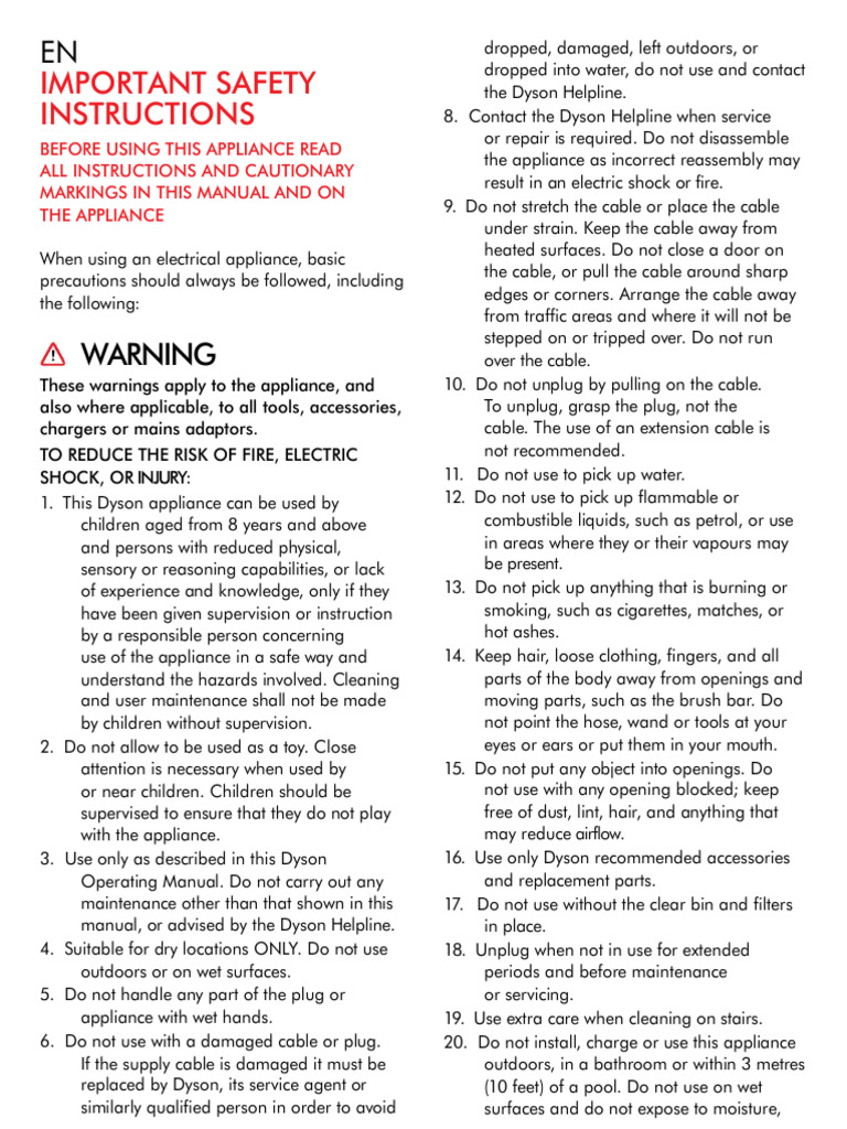 Manual Dyson V7 Fluffy (Español - 92 Páginas) | PDF