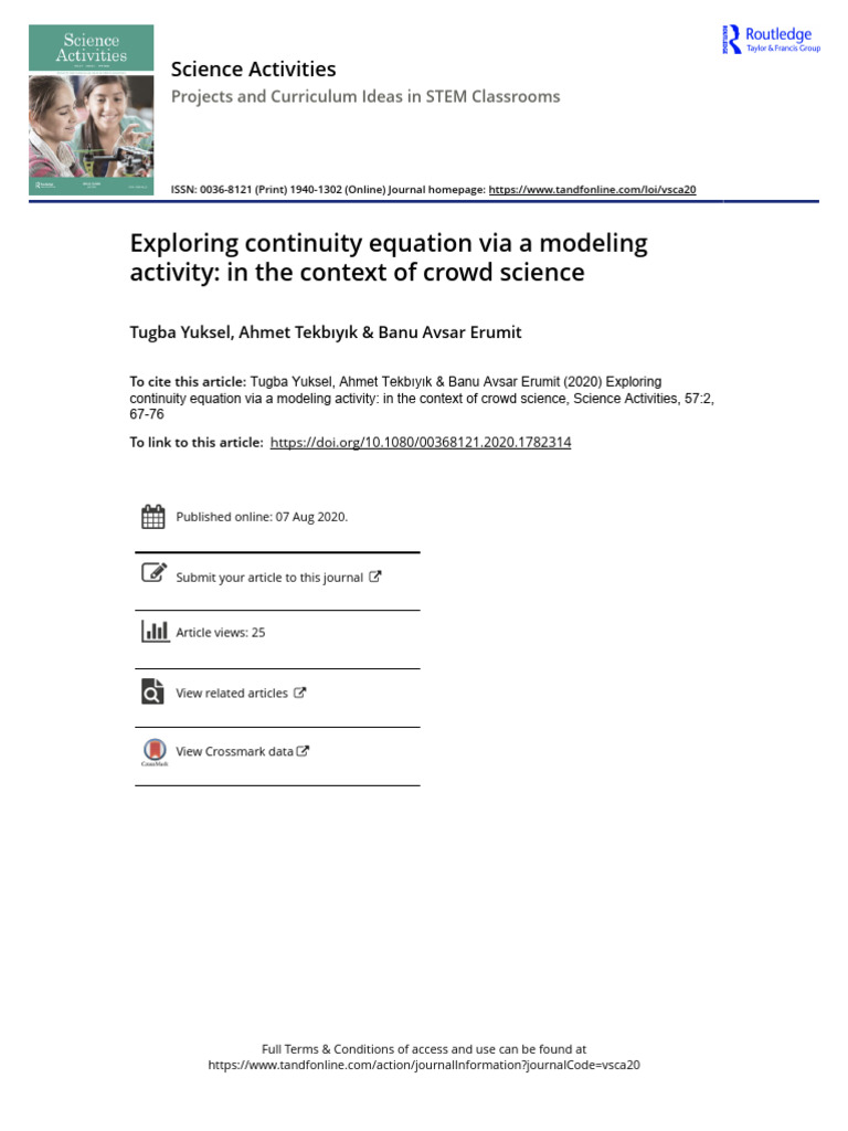 Exploring Continuity Equation Via A Modeling Activity in The Context of ...
