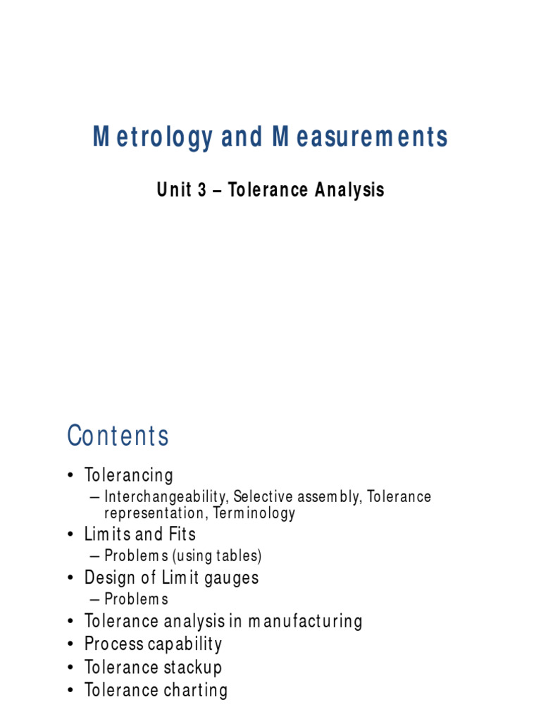 Unit 3 Tolerance Analysis Pdf Engineering Tolerance Industrial