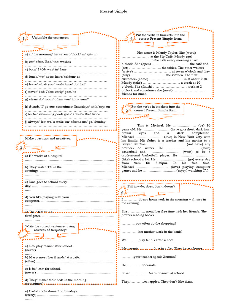 Present Simple Exercises Grammar Drills - 1510 | PDF