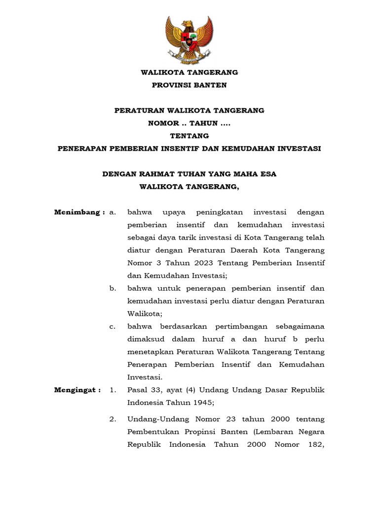 02.01 Materi Perwal Insen Draft | PDF