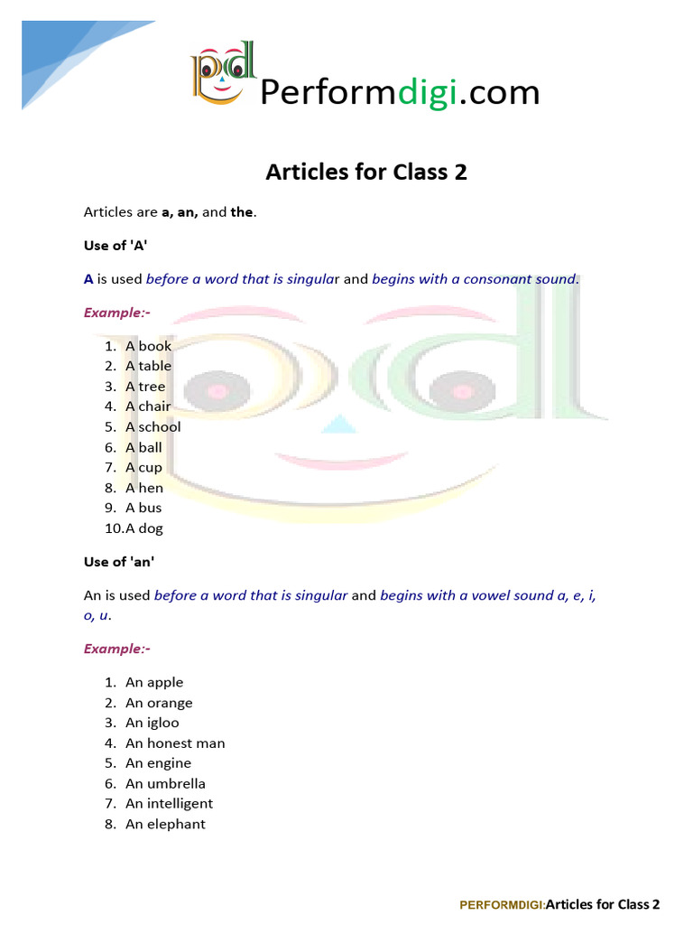 Articles For Class 2 | PDF | Language Families | Languages