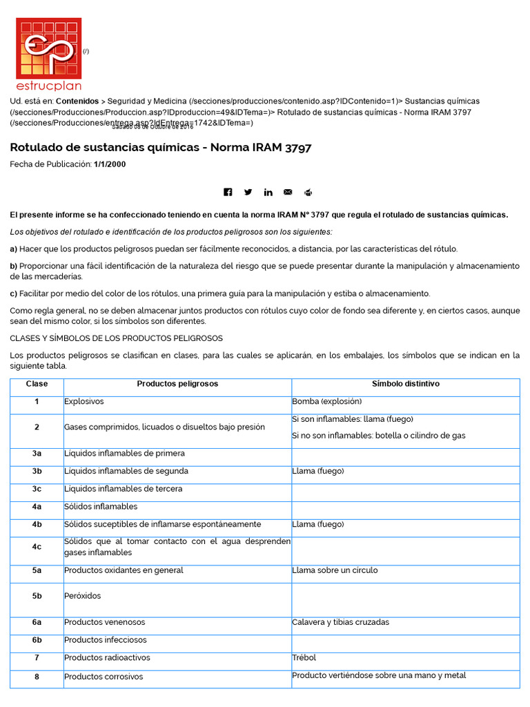Iram 3797 Rotulacion Sust Quimicas | PDF | Rojo | Química