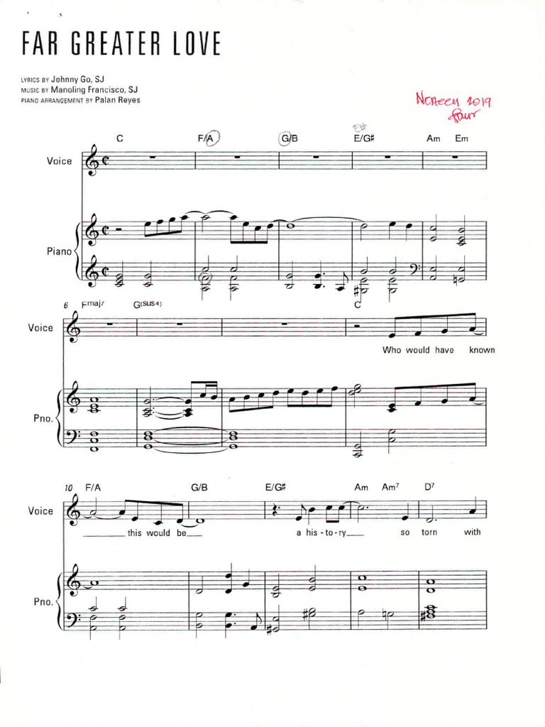 Far Greater Love - Piano Sheets W Chords | PDF