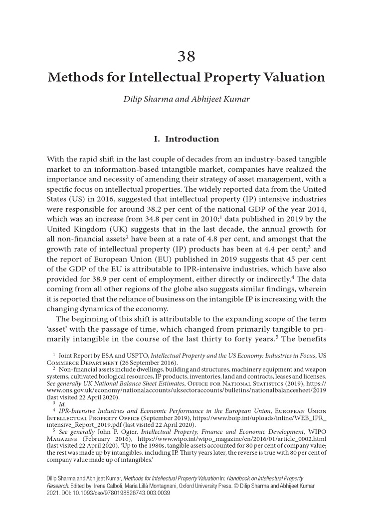 Methods For Intellectual Property Valuation | PDF | Valuation (Finance) | Capital Asset Pricing ...