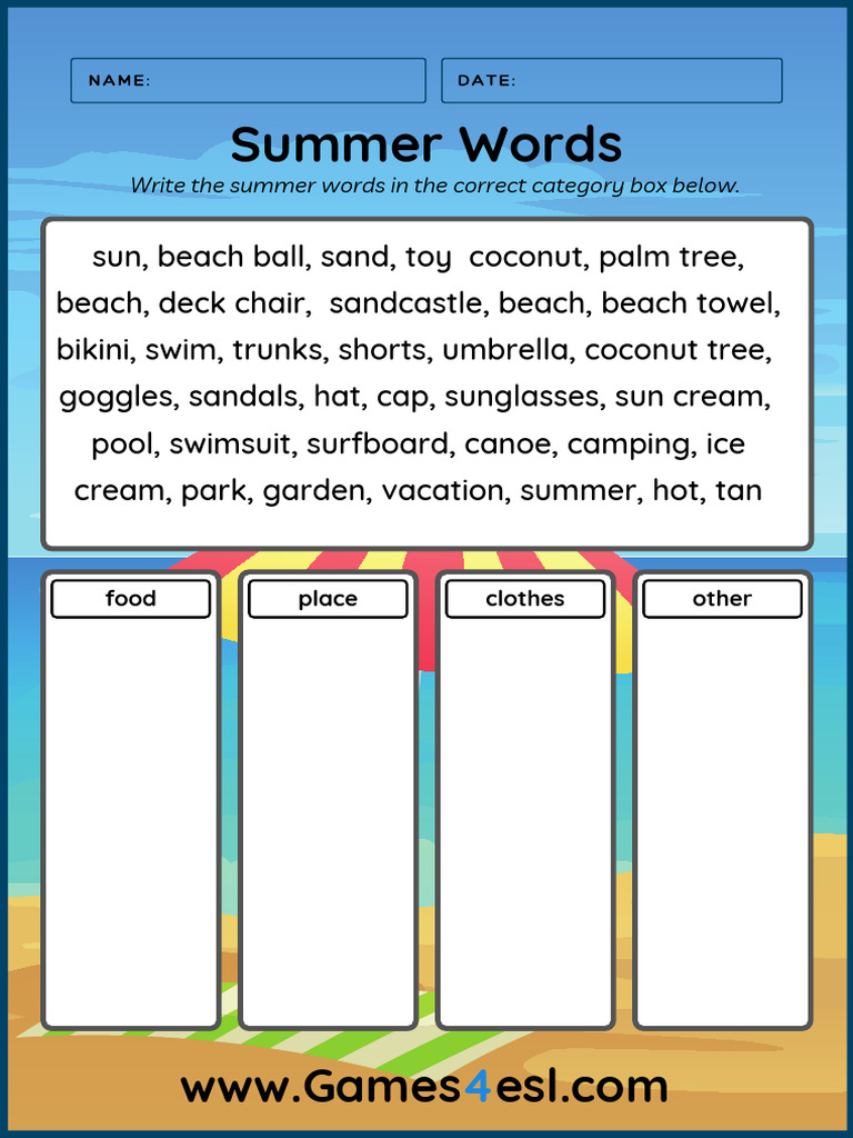 Summer Worksheet 4 2 | PDF | Sports & Recreation | Science & Mathematics