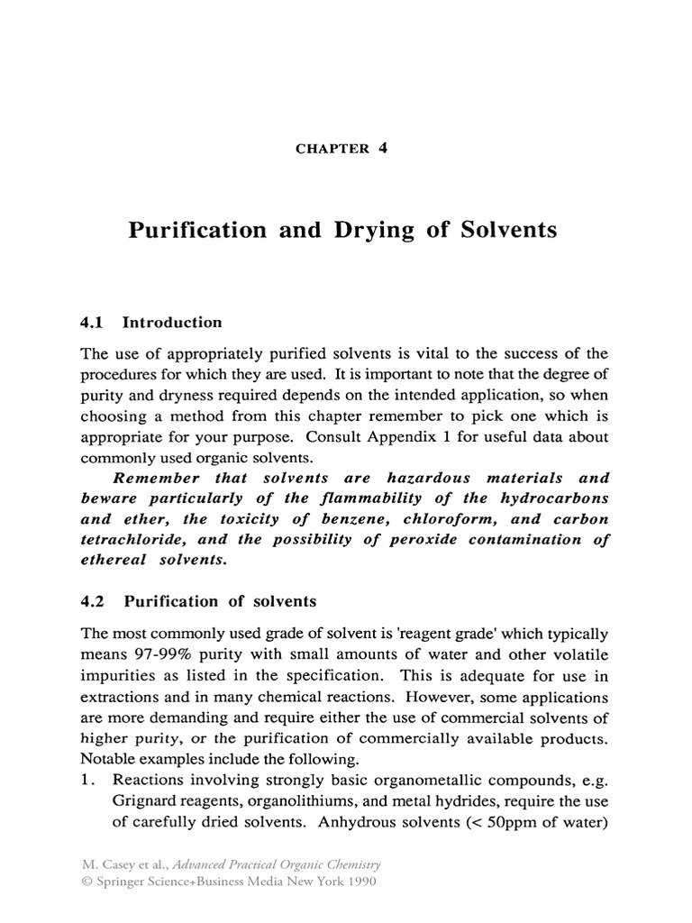 Advanced Practical Organic Chemistry - Purification and Drying of ...