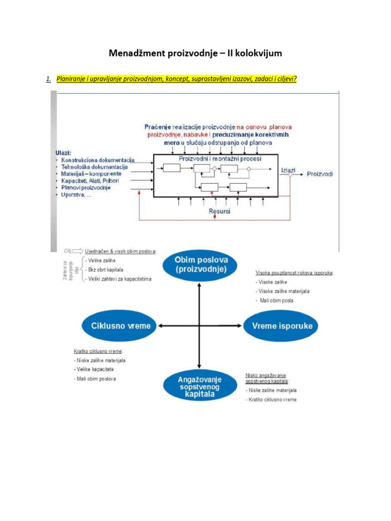 Menadzment Proizvodnje - II Kolokvijum" S | PDF