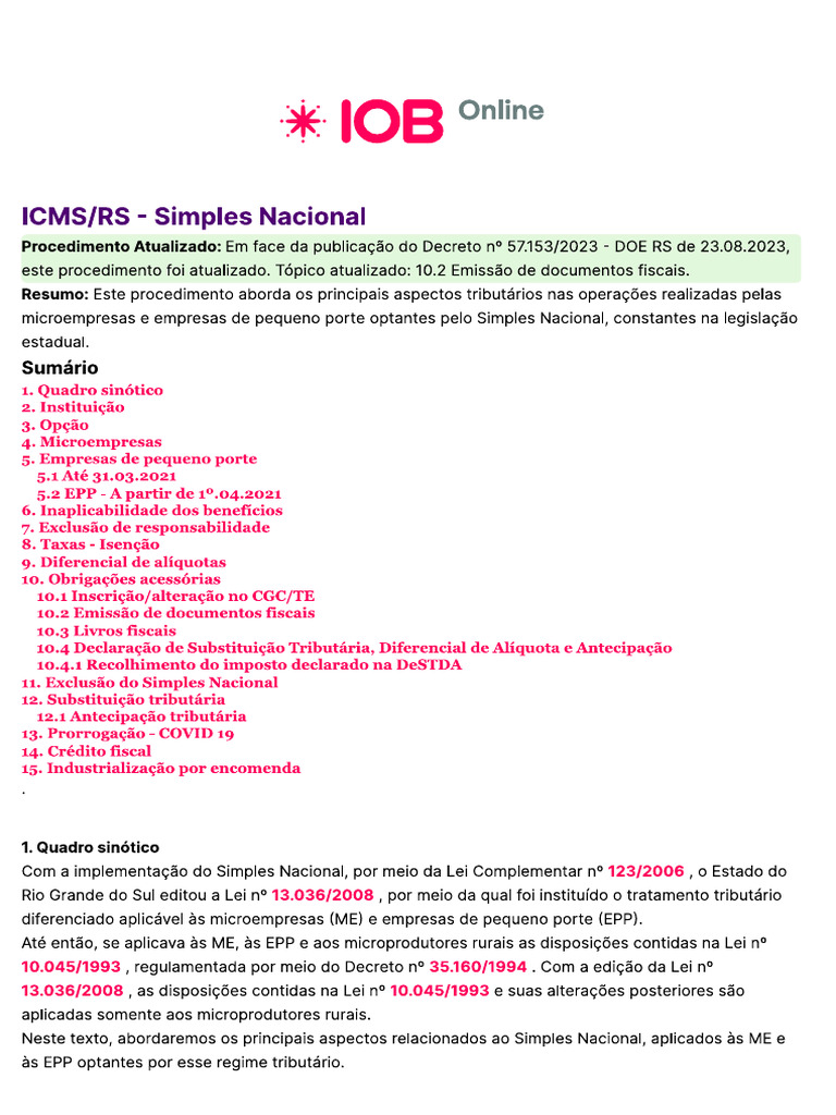 icms rs - simples nacional | PDF