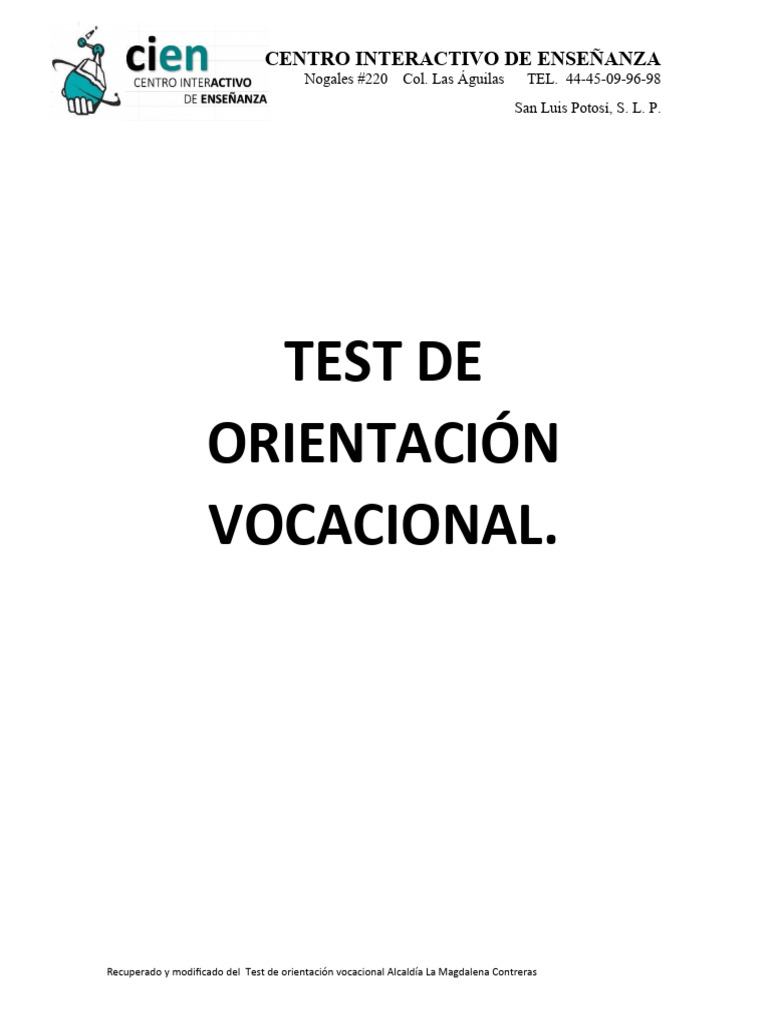 Test de Orientación Vocacional Interactivo | PDF