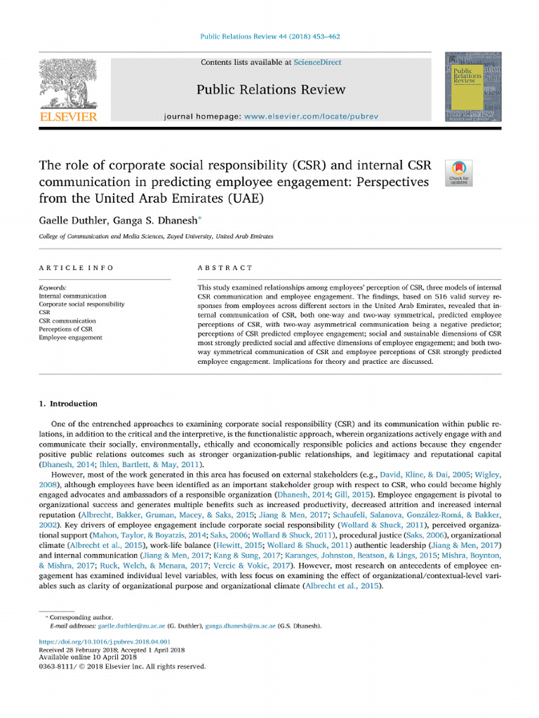 The Role of Corporate Social Responsibility (CSR) and Internal CSR ...