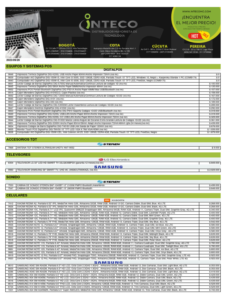 Lista Inteco 26-09-2023 | PDF | Arquitectura de Computadores | Equipo ...