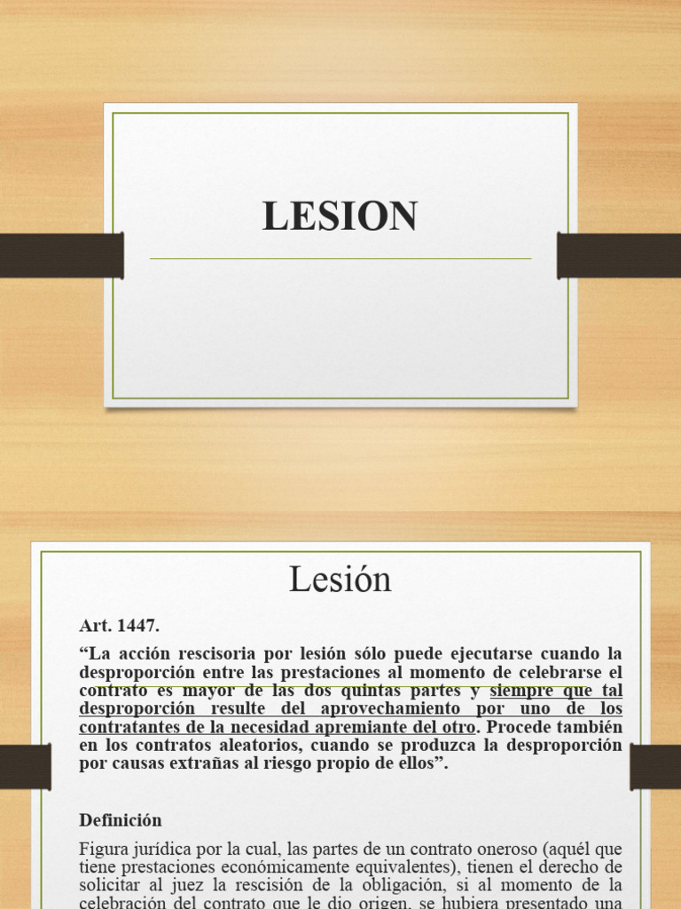 Leccion 11 - Lesion | PDF | Derecho civil (sistema legal) | Derecho privado