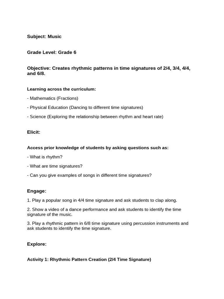 Lesson Plan | Download Free PDF | Rhythm | Heart Rate