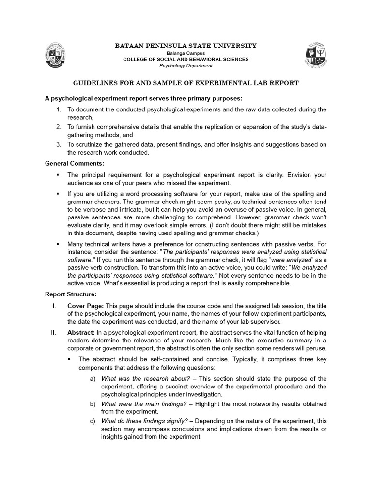 Guidelines For Laboratory Report Sample | PDF | Mindfulness | Experiment