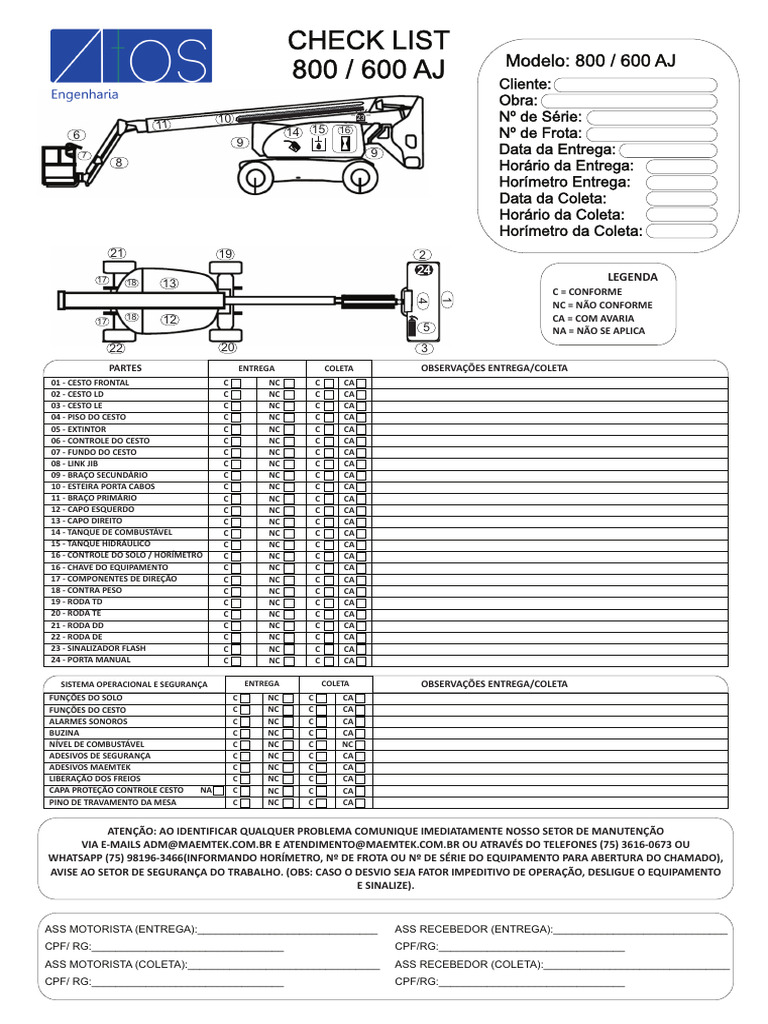 Check List 600 Aj e 800 Aj | PDF