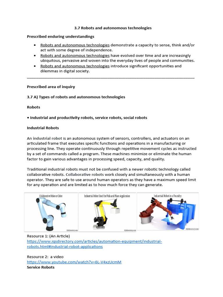 Overview of Robots and Autonomy | PDF | Robotics | Robot