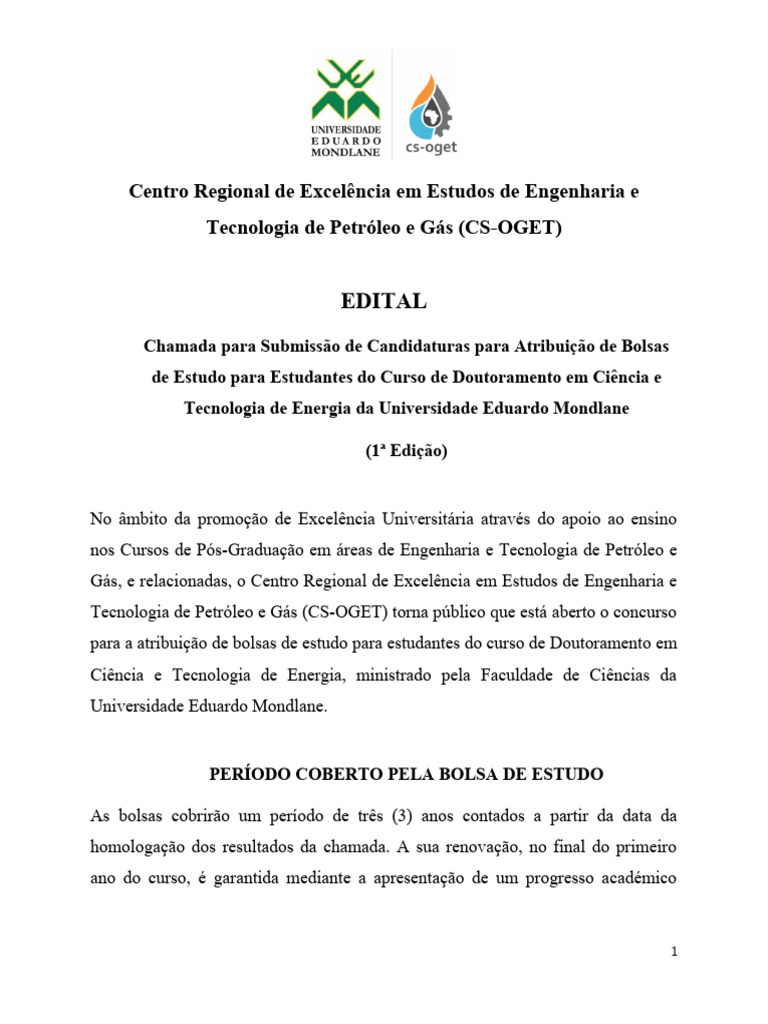 Edital Bolsas CS-OGET PHD | PDF Edital Bolsas CS-OGET PHD | PDF