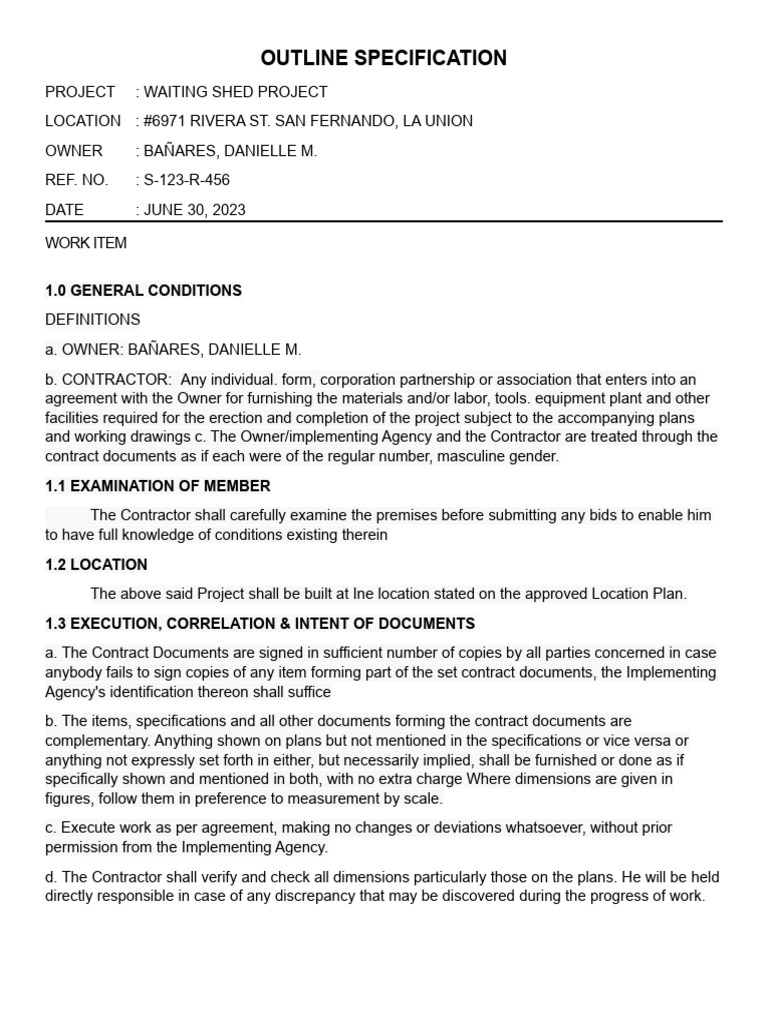 Outline Specification | PDF