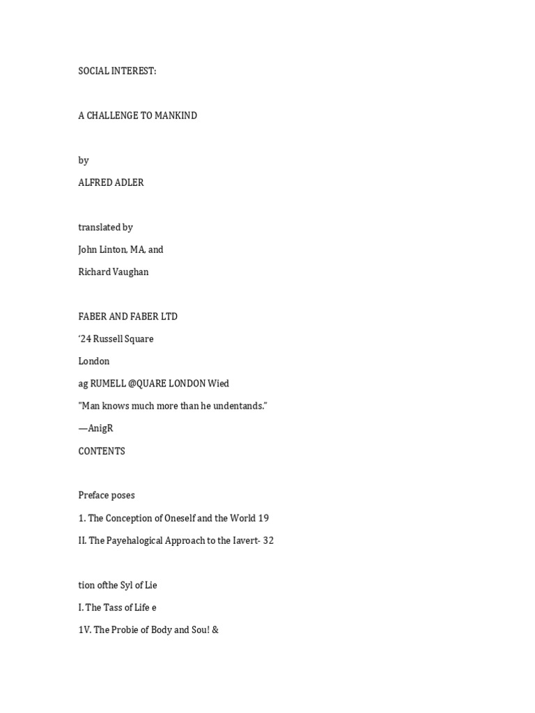 Ocr Social Interest A Challenge To Mankind | PDF