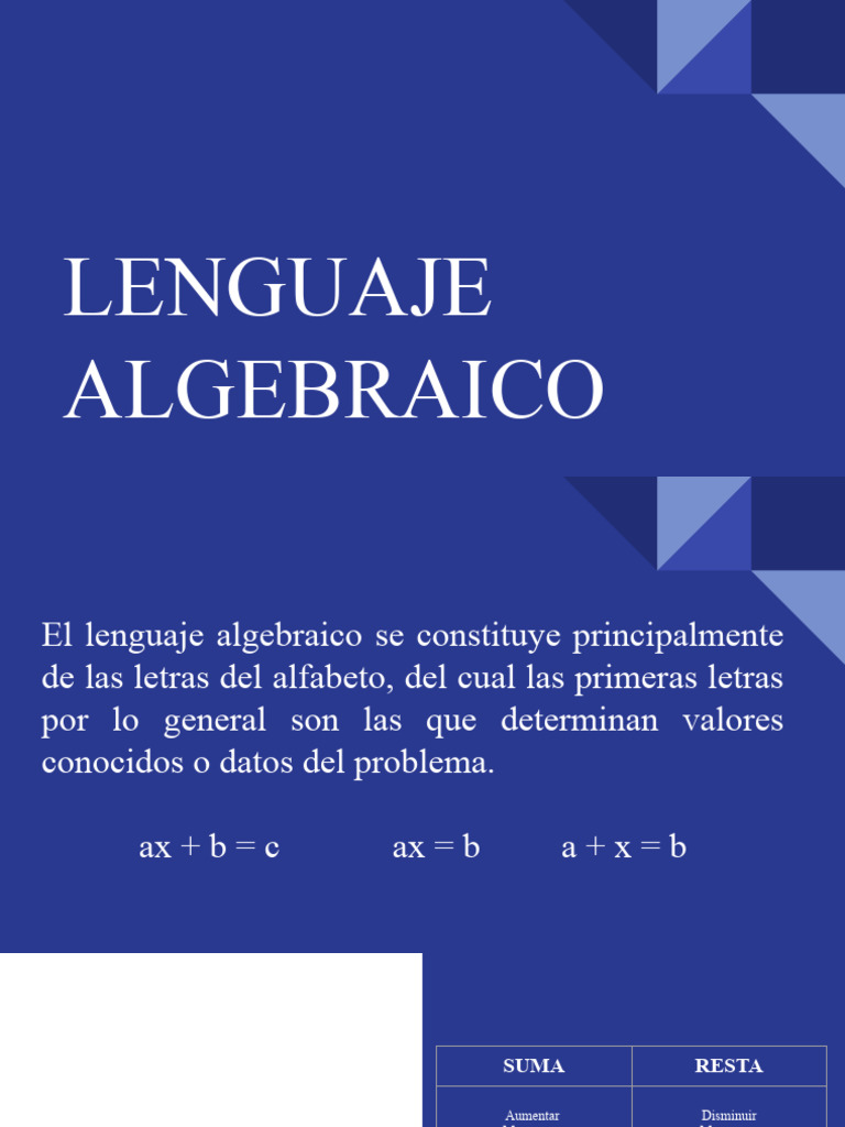 Lenguaje Algebraico | PDF