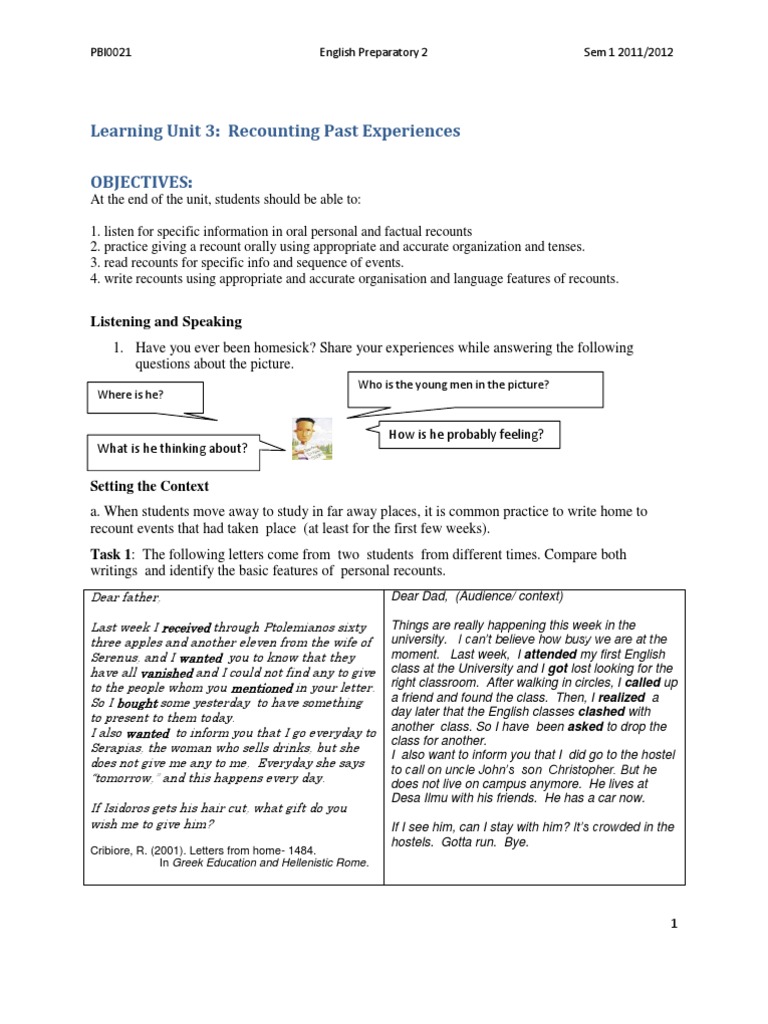 Recount Part 2 Student S | PDF | Verb | Grammatical Tense