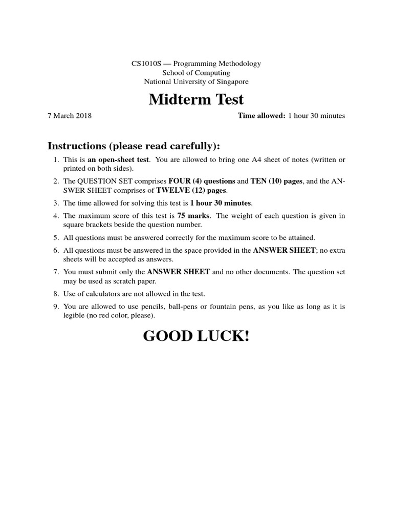 cs1010s Midterm Solutions Mar18 | PDF | Pizza | Computer Programming