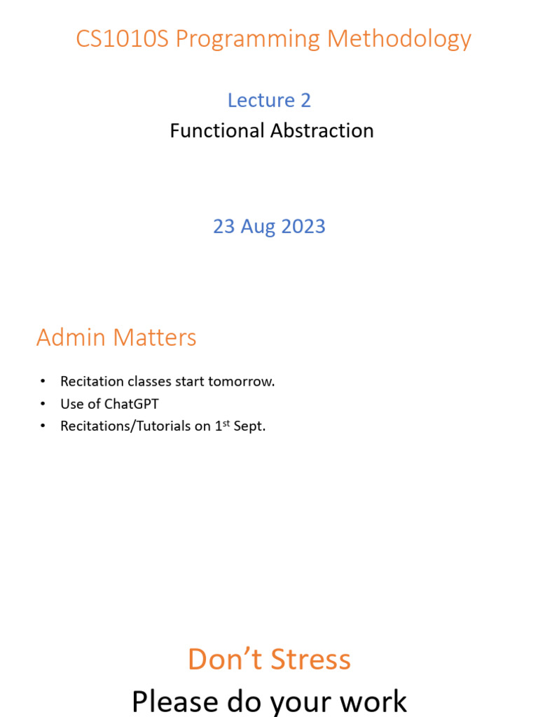 CS1010S-Lec-02 Functional Abstraction | PDF | Parameter (Computer Programming) | Function ...