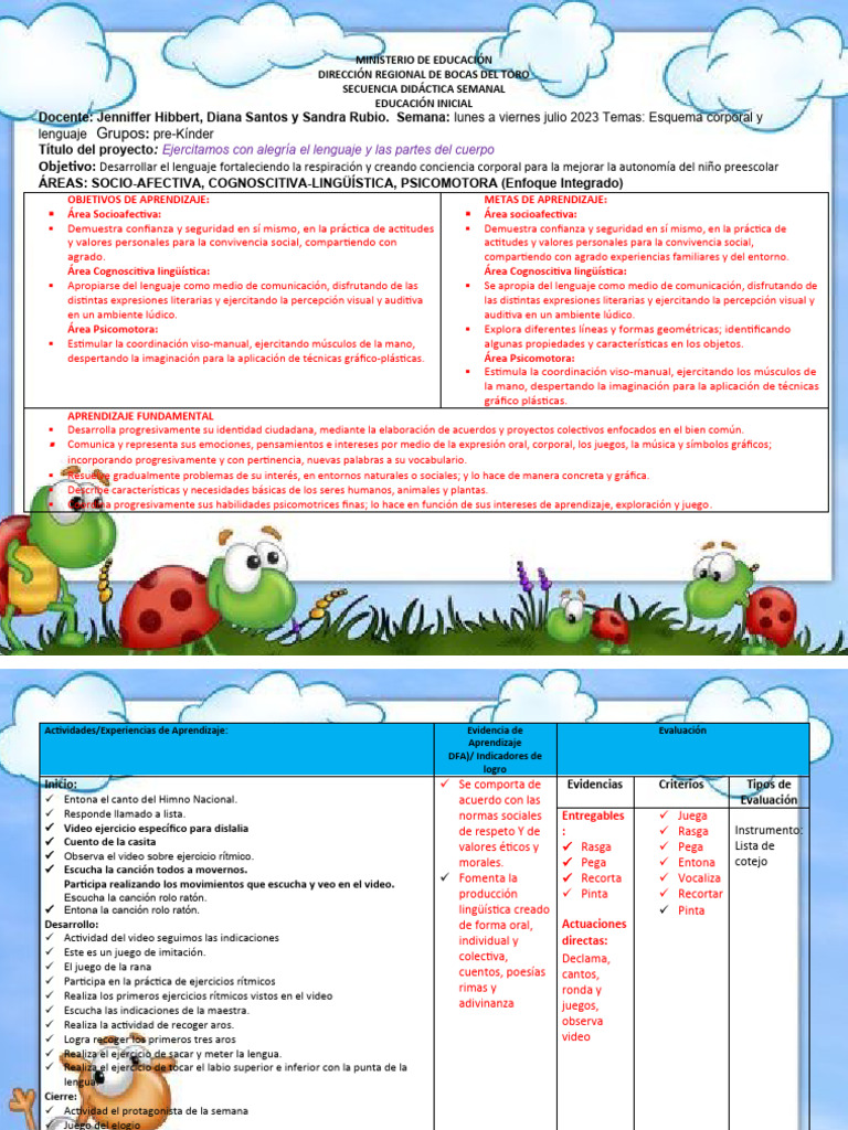 Planificacion Semanal Panamá | PDF | Aprendizaje | Educación de la ...