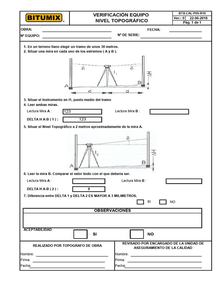 05.8 - BTX - cal-P05-R10 V0 Check List Nivel Topografico | PDF