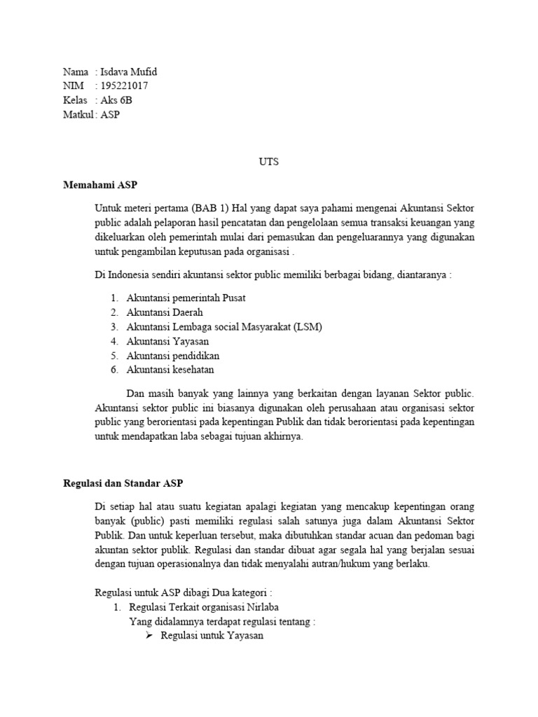 1017 - Isdava Mufid - UTS ASP | PDF | Bisnis