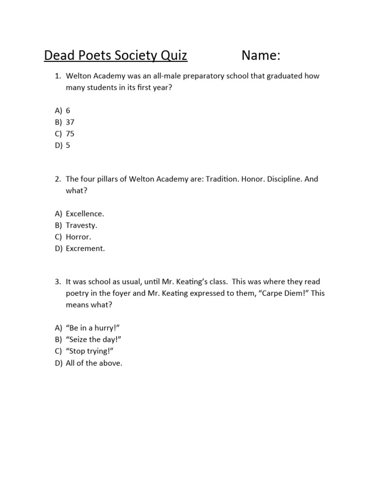 MovieQuizDeadPoetsSociety 1 | PDF