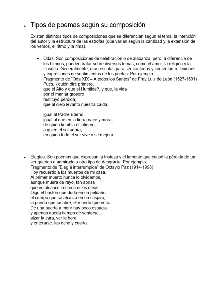 Tipos de Poemas Según Su Composición | PDF | Poesía