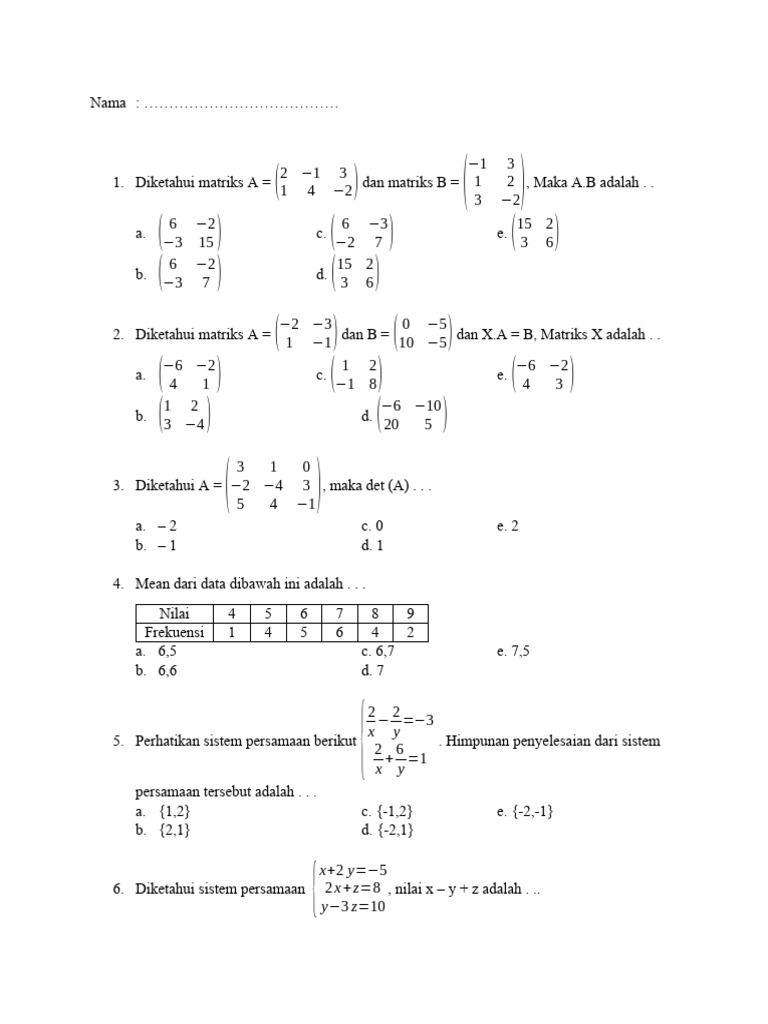 Latihan Soal Matematika | PDF