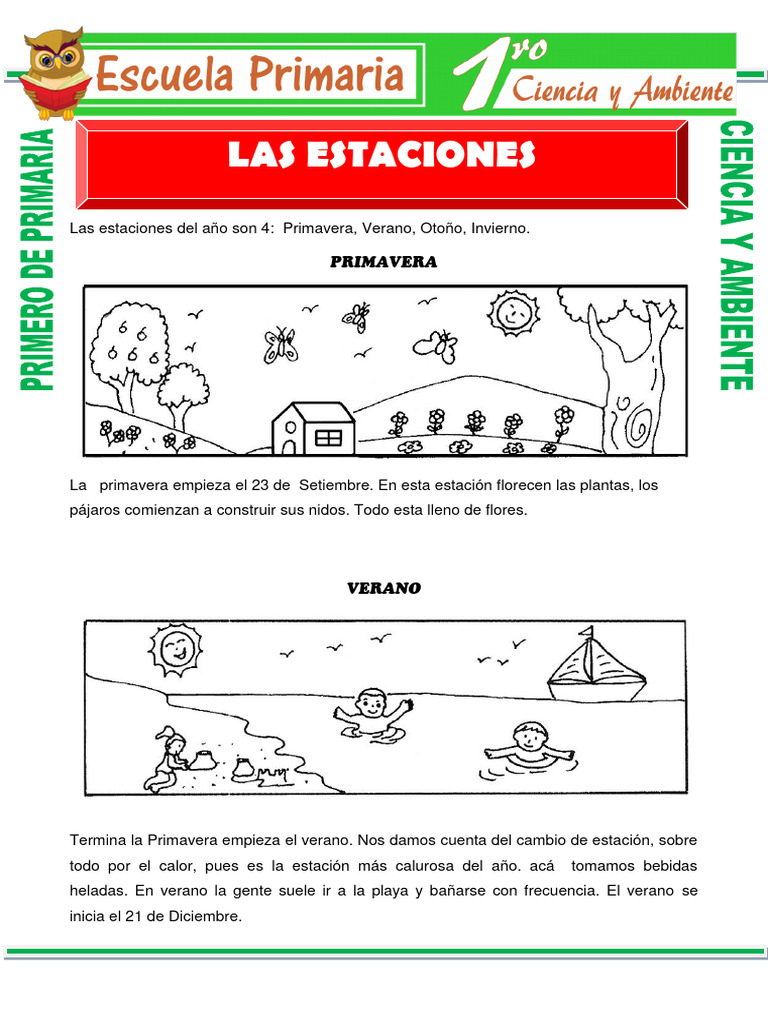 Las Estaciones para Primero de Primaria | PDF | Temporada de primavera ...