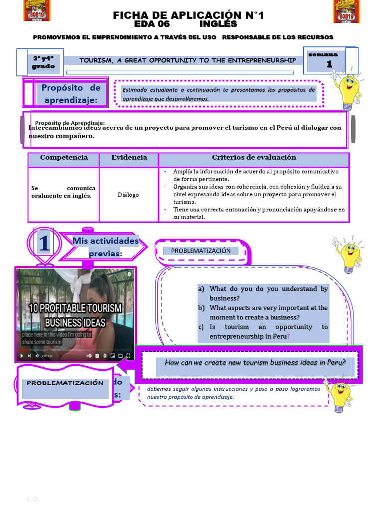 3° y 4° FICHA DE APLICACIÓN-SESIÓN1-SEM.1-EXP.5-INGLÉS EDA 6 | PDF