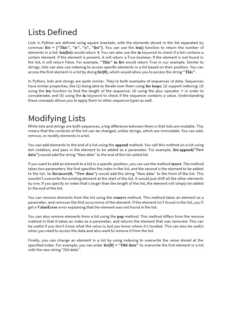 Python Lists and Comprehensions Guide | PDF | String (Computer Science) | Computer Science