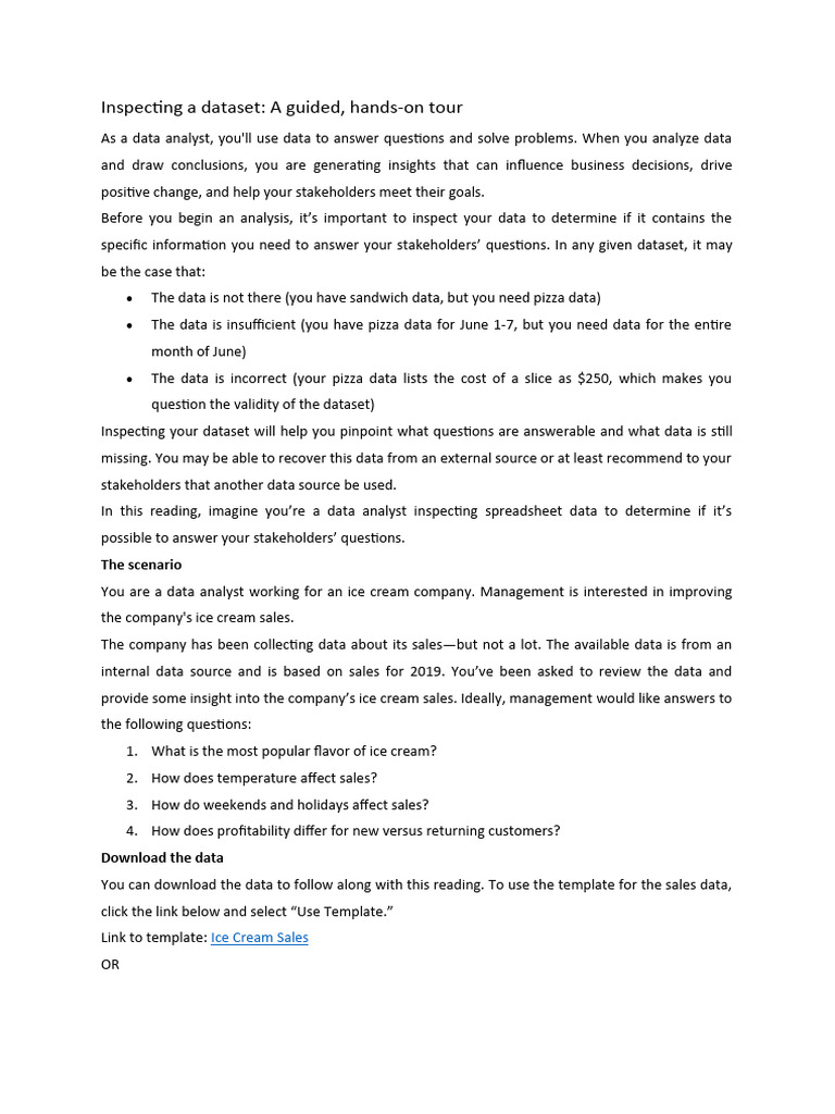 Inspecting A Dataset | PDF | Metadata | Data