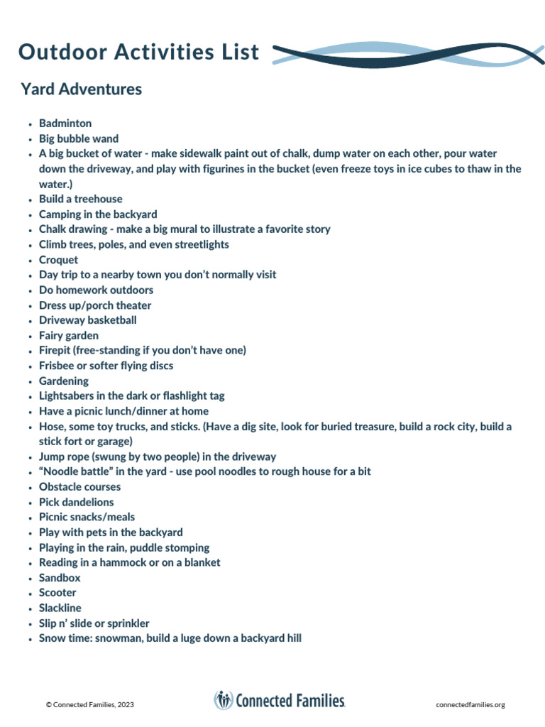 Outdoor Activities List 3 | PDF | Home & Garden