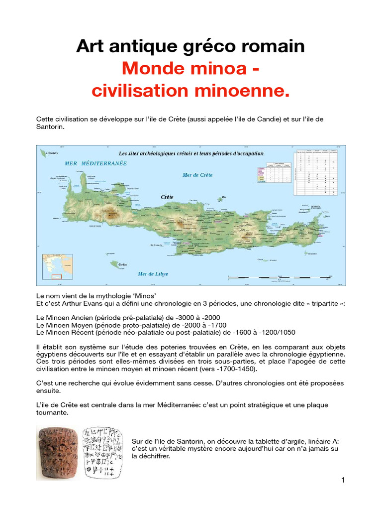 Art Grec La Civilisation Minoenne | PDF