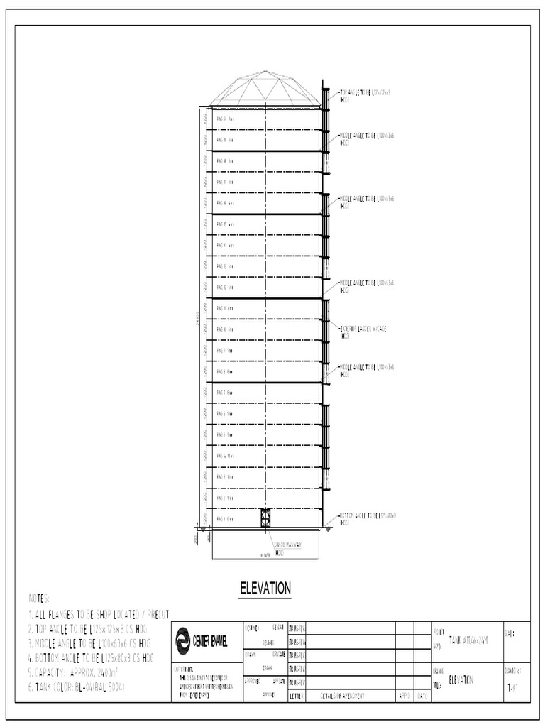 CEC Drawing of 11.46×24m GFS Tank With Aluminum Dome Roof - 230131 | PDF