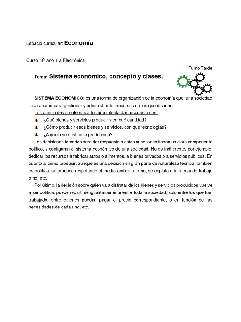 Sistemas Economicos | PDF | Sistema económico | Bienes