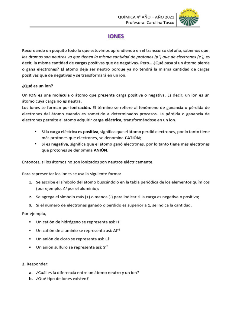 IONES | PDF | Ion | Física Molecular