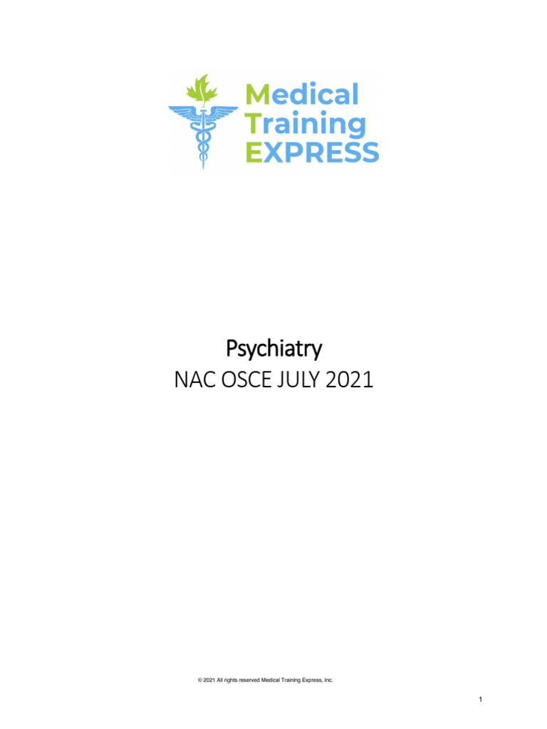 Nac Osce Psychiatry V7.0 | PDF | Mental Disorder | Psychosis