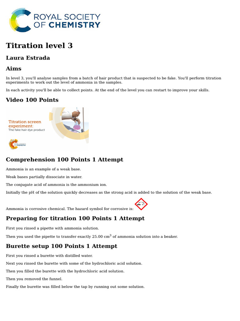 Titration Level 3 Labnotebook | Download Free PDF | Chemistry | Titration