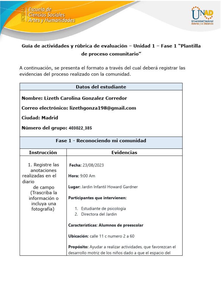 Anexo 1 - Plantilla Del Proceso Comunitario Carolina | PDF